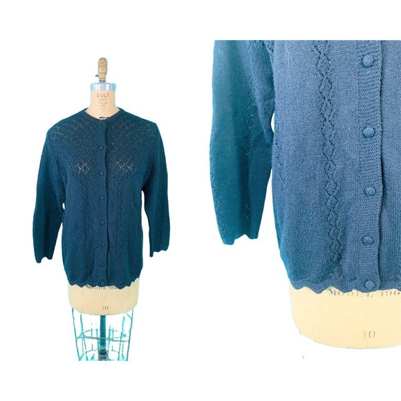 Vintage | Sweaters | Vintage 96s Black Cardigan Sherry Gale Solid ...